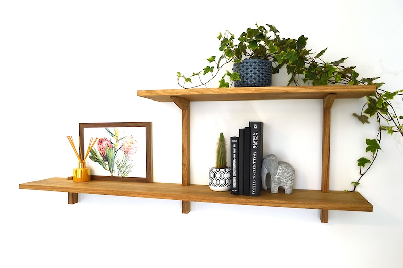 Split Level Wall Mounted Oak Shelf/wall Mounted - Etsy