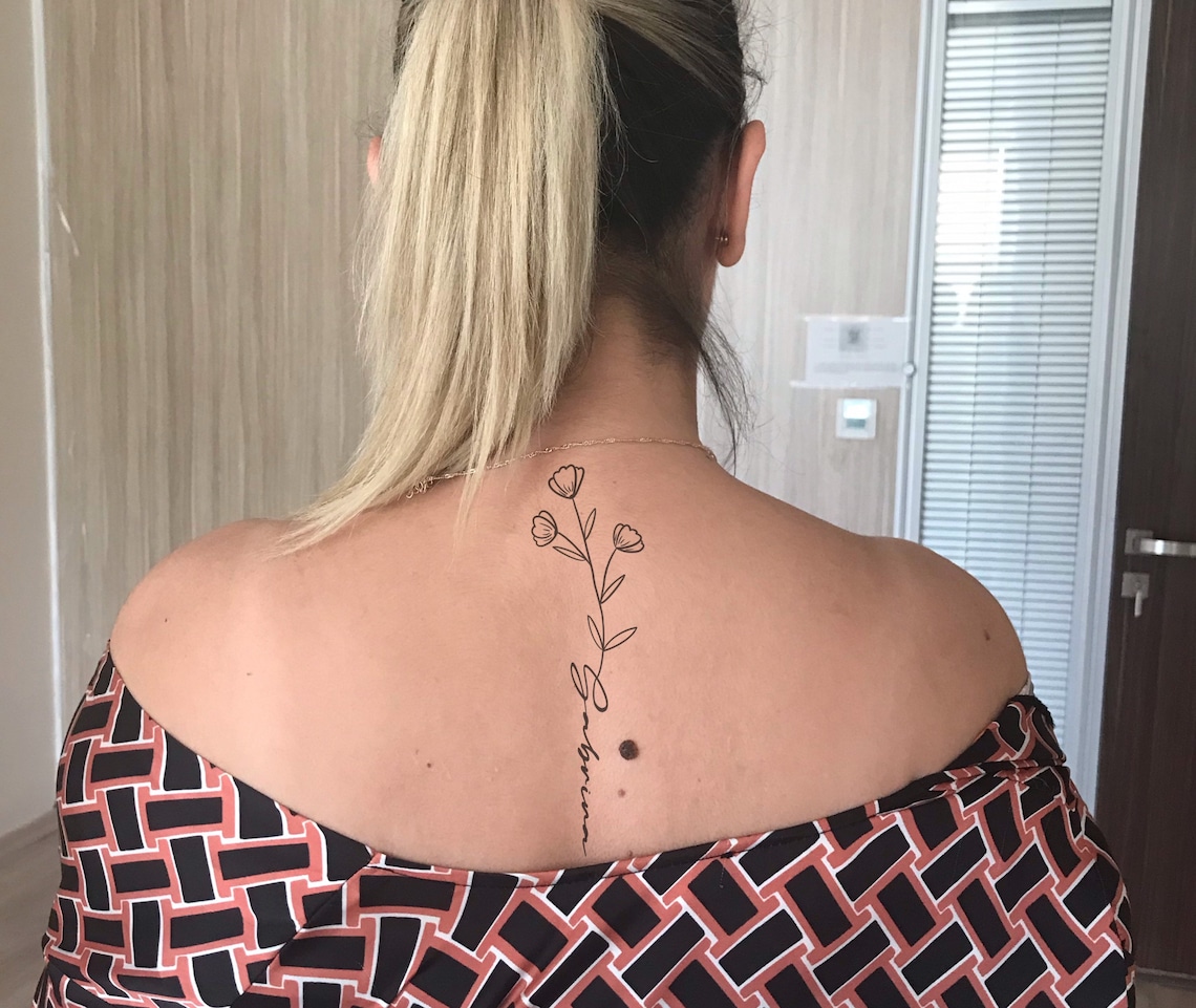 Digital Print Custom Name Tattoo Design, Custom Flower Tattoo Design ...