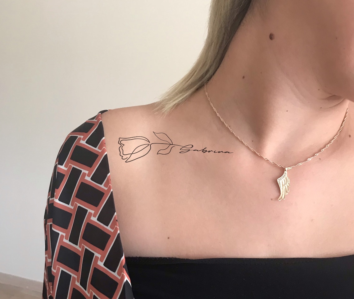 Digital Print Custom Name Tattoo Design, Custom Flower Tattoo Design ...