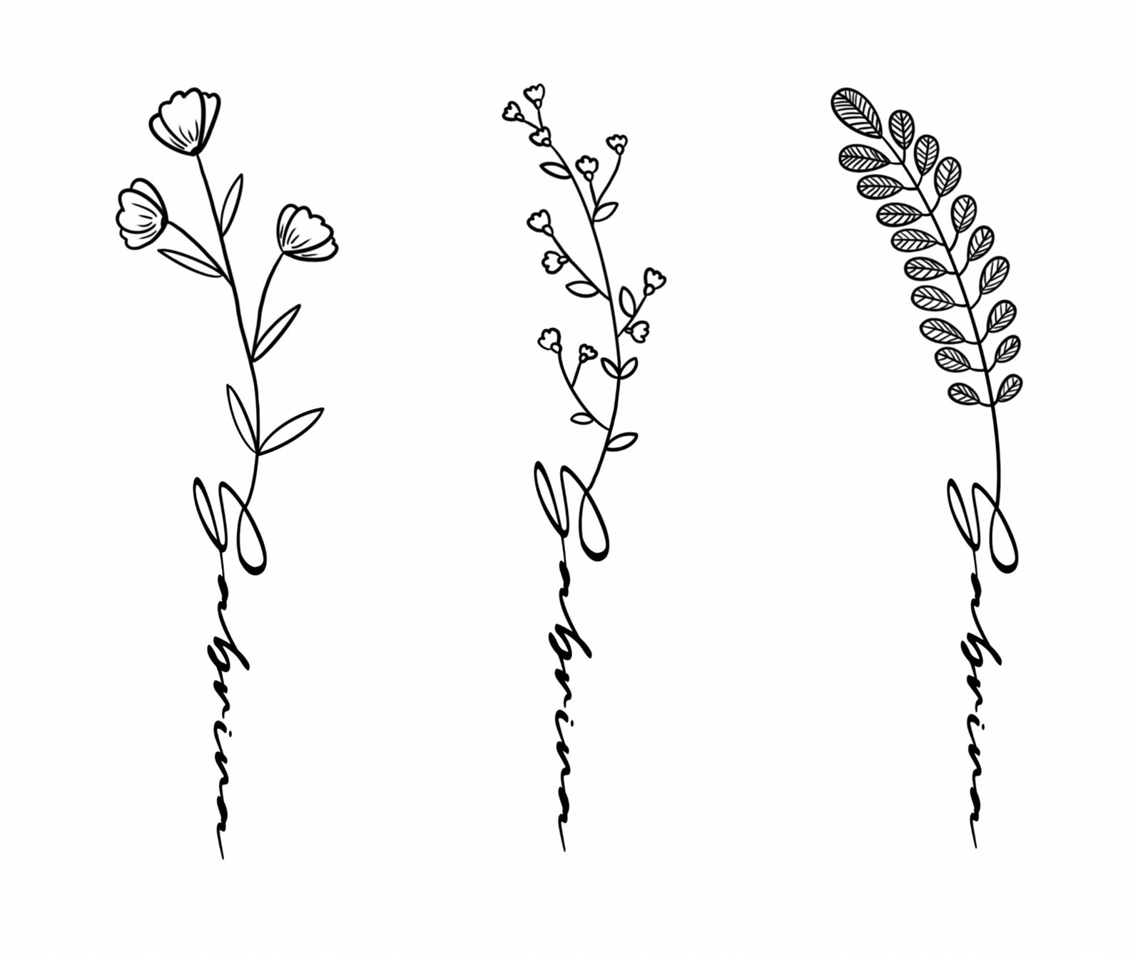 Digital Print Custom Name Tattoo Design, Custom Flower Tattoo Design ...