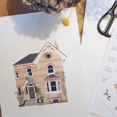 Custom Home Portrait Print Watercolor Home Wall Art House - Etsy