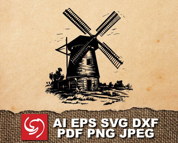 DOWNLOAD Windmill Farm Mill Energy Vector Graphic Silhouette Shape ...