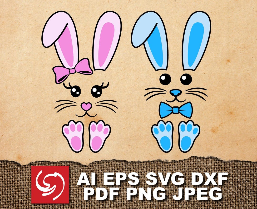 PNG SVG File Bunny Easter Girl Boy Bow Paw Ear Rabbit Smile Animal Logo ...