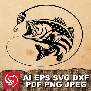 SVG Fish Bass American Flag Patriot Animal Logo Sign Graphic Silhouette ...
