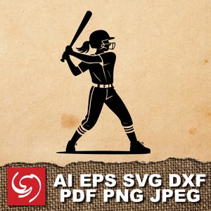 SVG Softball Baseball Bat Girl Batter Logo Sign Graphic Silhouette ...