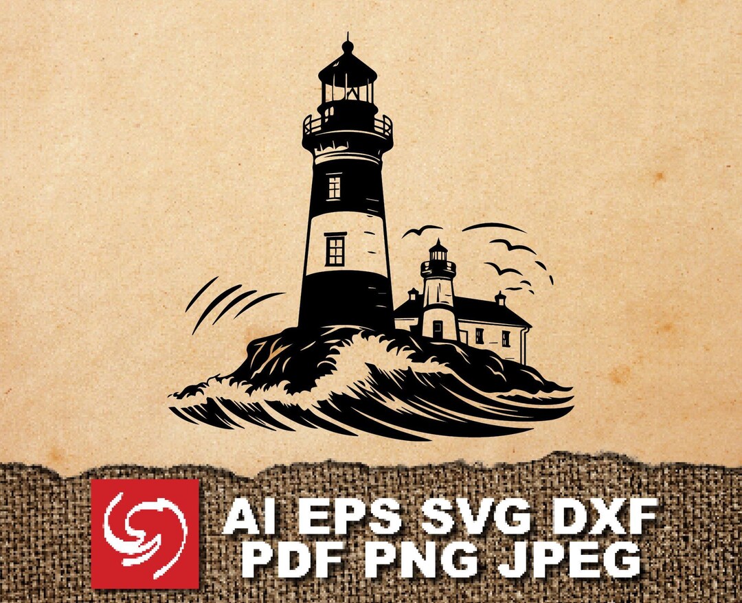 PNG SVG File Lighthouse Beacon Ocean Sea Logo Sign - Etsy