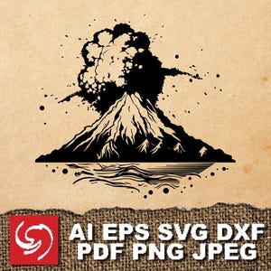 SVG Volcano Lava Eruption Ocean Vector Graphic Silhouette Shape Clipart ...