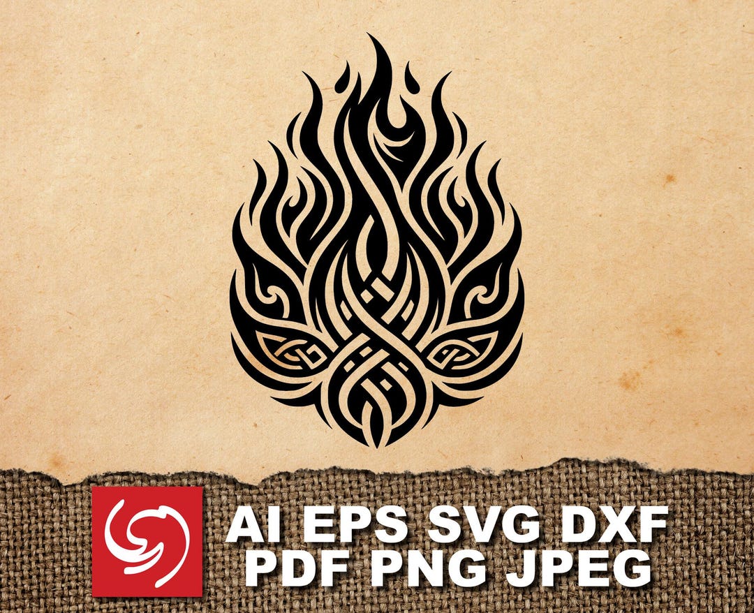 SVG Celtic Knot Flame Fire Tattoo Graphic Silhouette Shape Clipart ...