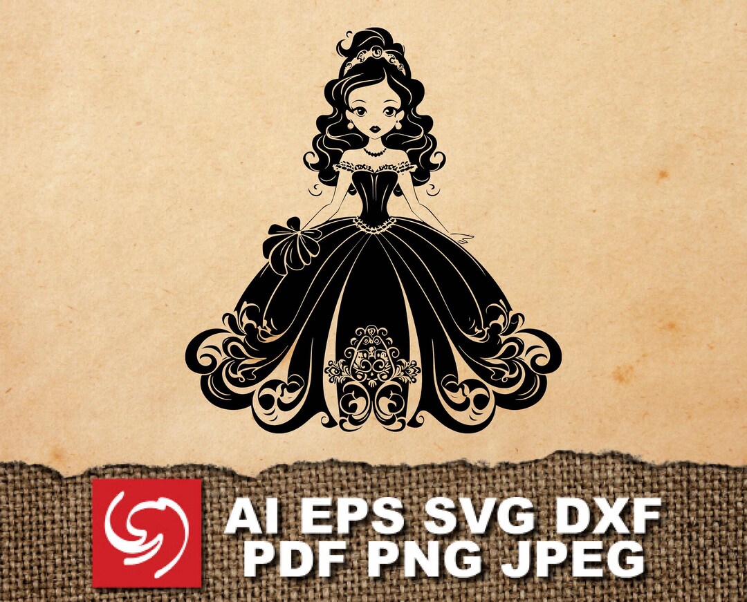 PNG SVG File Princess Girl Woman Dress Vector - Etsy