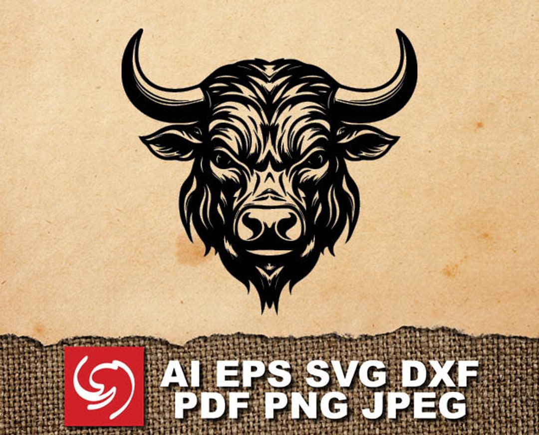 DOWNLOAD Bull Head Cow Cattle Western Vector Graphic Silhouette Shape ...