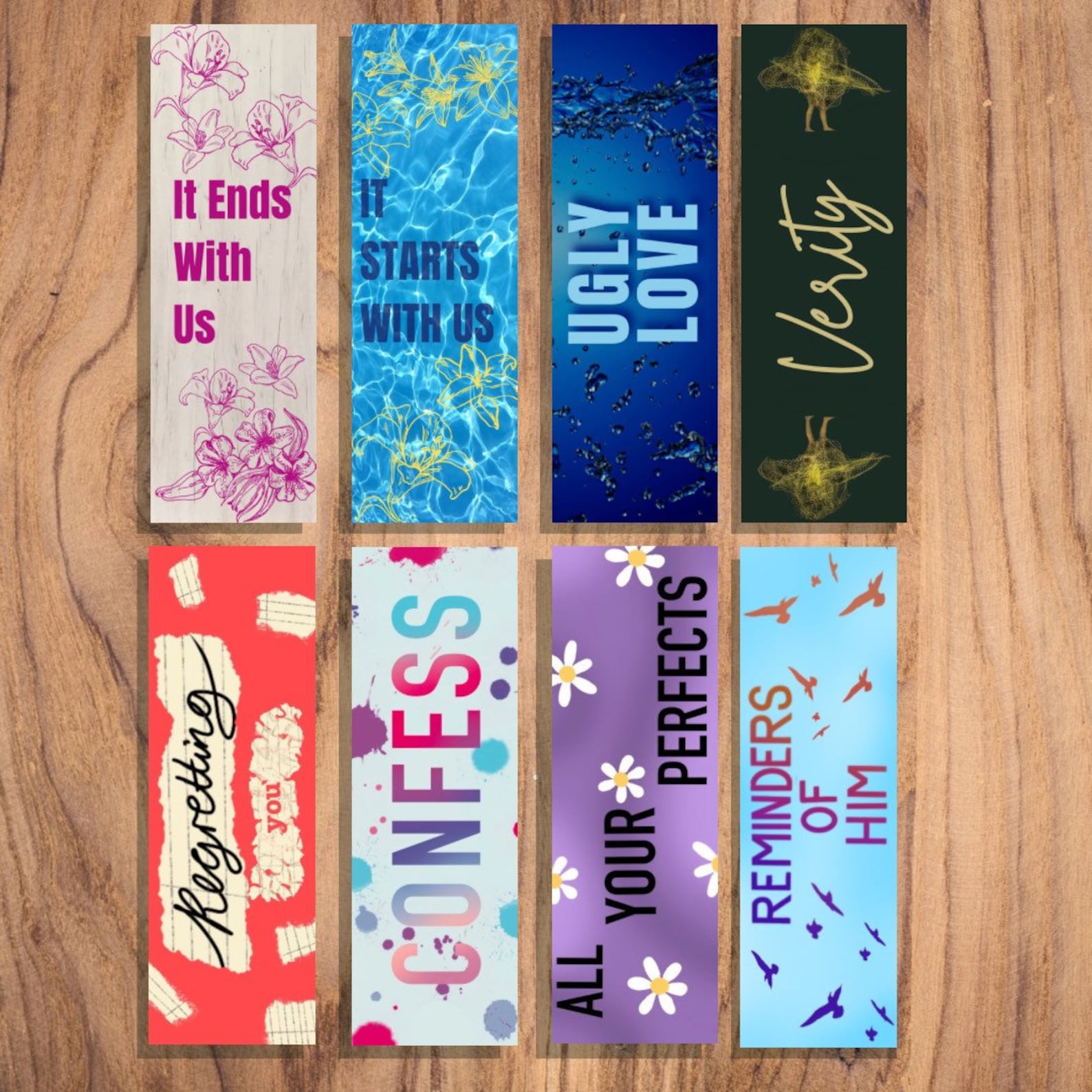 Collen Hoover Bookmarks - Ugly Love, Verity, It Ends With Us ...