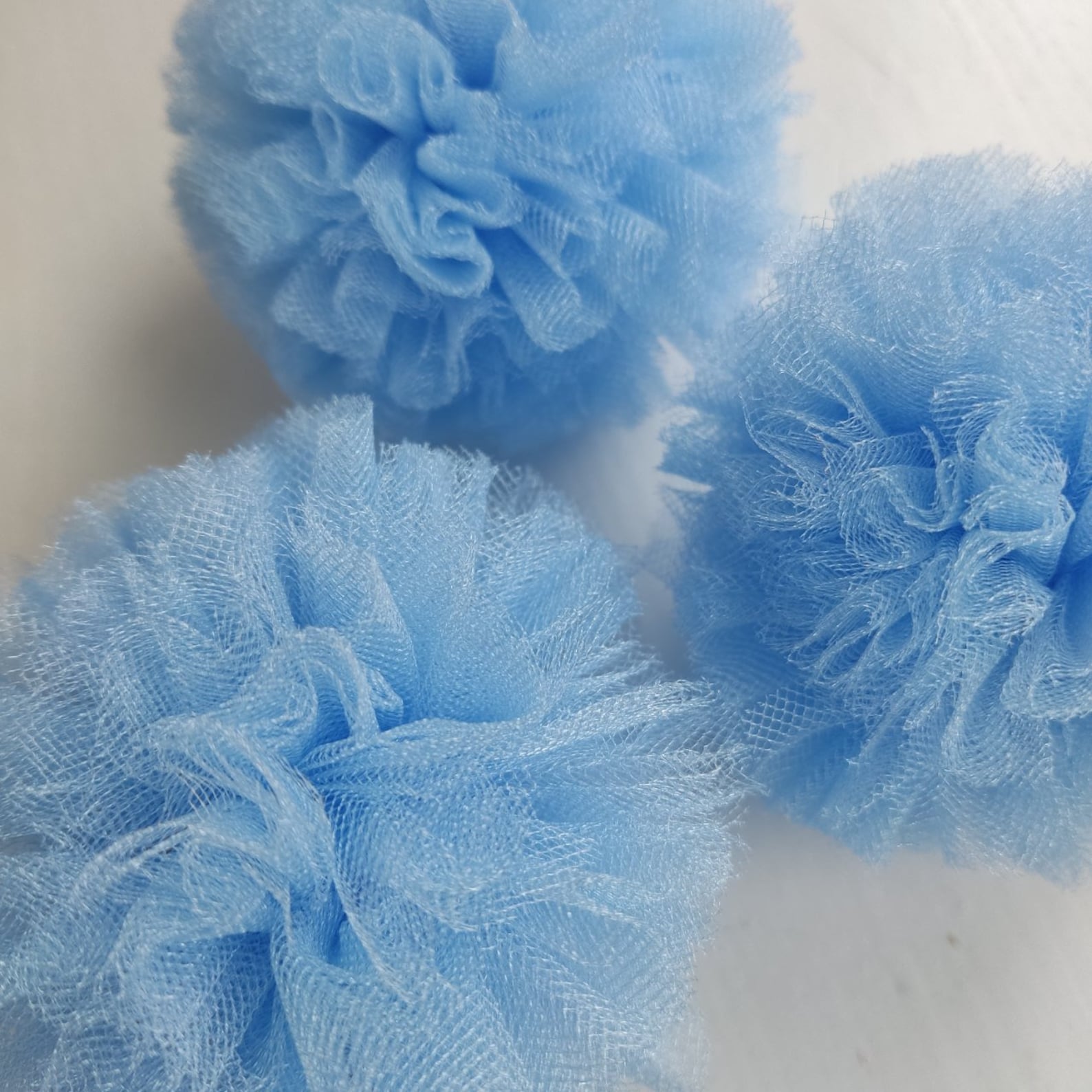 Light Blue Tiny Desk Decor Tulle Pom Pom Bouquet Women Office Decor ...