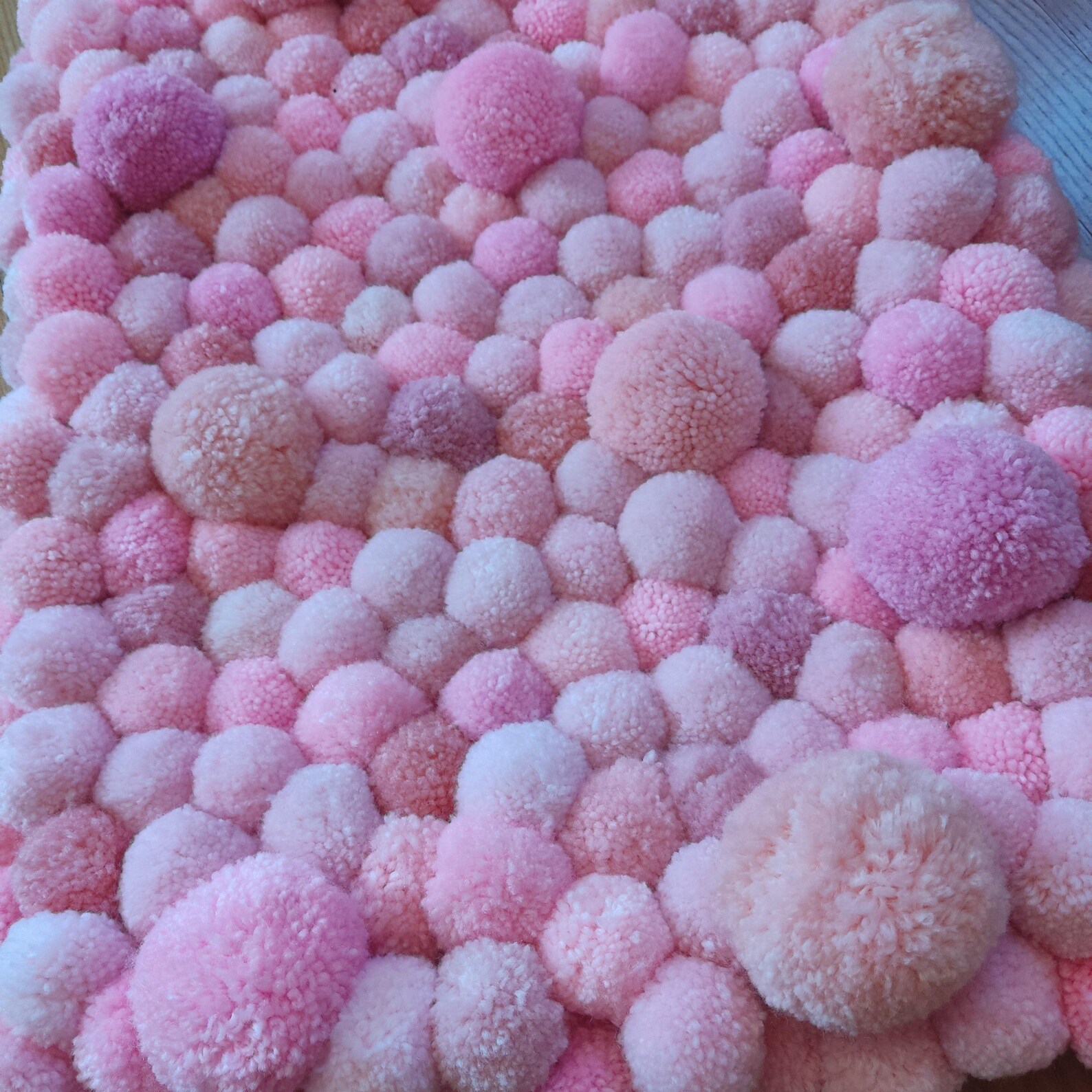 Large Handmade Pompom Rugs on Canvas Colorful Pom Poms Mat Cute Room ...