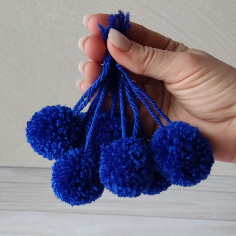 10 Pcs Diy Pompom Garland Royal Blue Handmade Pompom Ball for Diy Kit ...