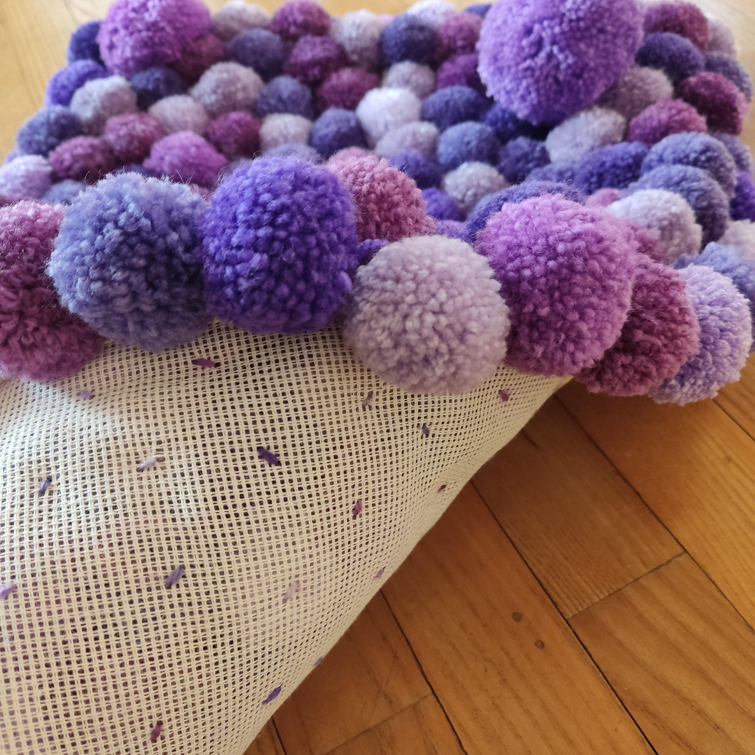 Large Handmade Pompom Rugs on Canvas Colorful Pom Poms Mat Cute Room ...