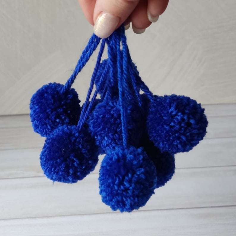 10 Pcs Diy Pompom Garland Royal Blue Handmade Pompom Ball for Diy Kit ...