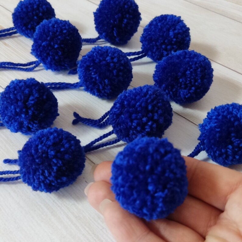 10 Pcs Diy Pompom Garland Royal Blue Handmade Pompom Ball for Diy Kit ...