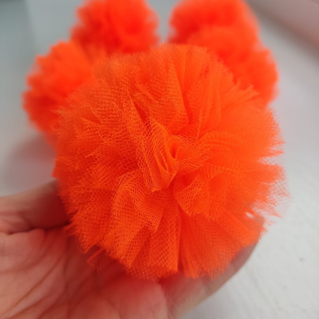 Orange Tulle Pompom Porch Decor Boho Decor Party Perfectly Round Tulle ...
