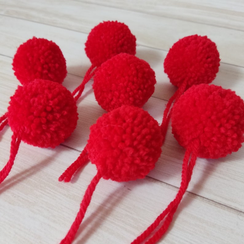 10 Pcs Diy Pompom Garland Red Handmade Pompom Ball for Diy Kit Decor ...