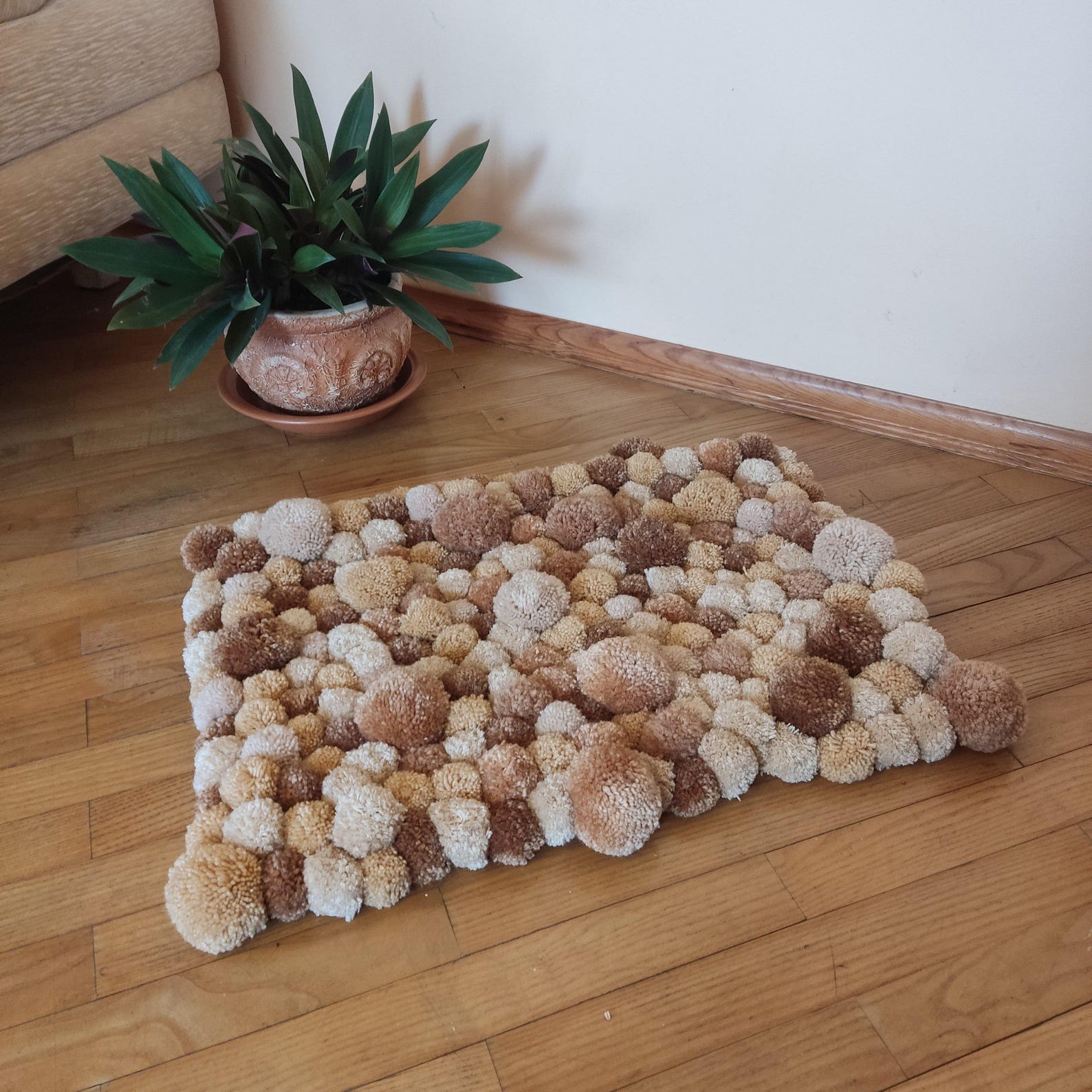 Large Handmade Pompom Rugs on Canvas Colorful Pom Poms Mat Cute Room ...