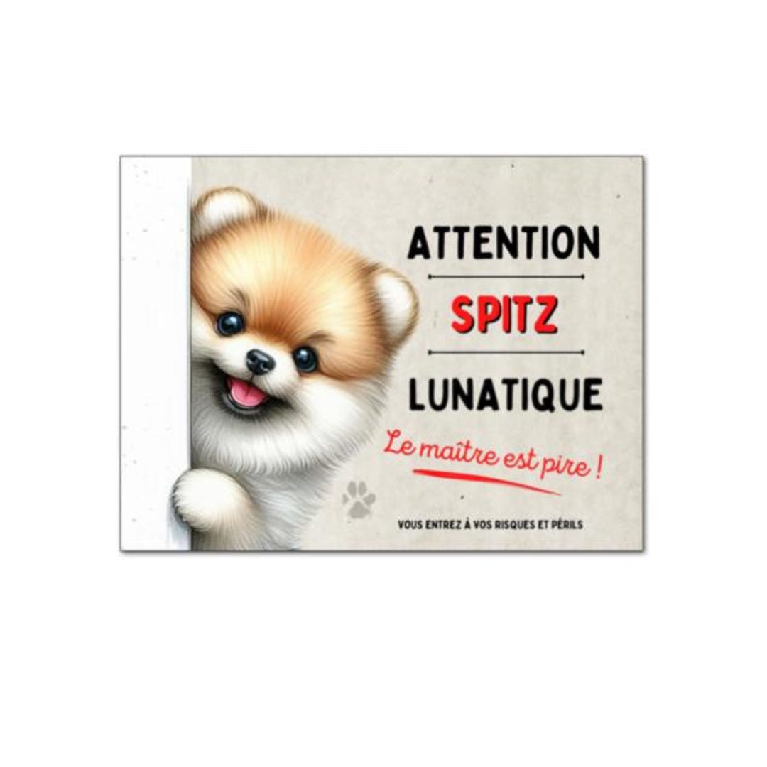 Spitz Whimsical Plaque Beware of the Dog Sign Humorous Drawing Sign I ...