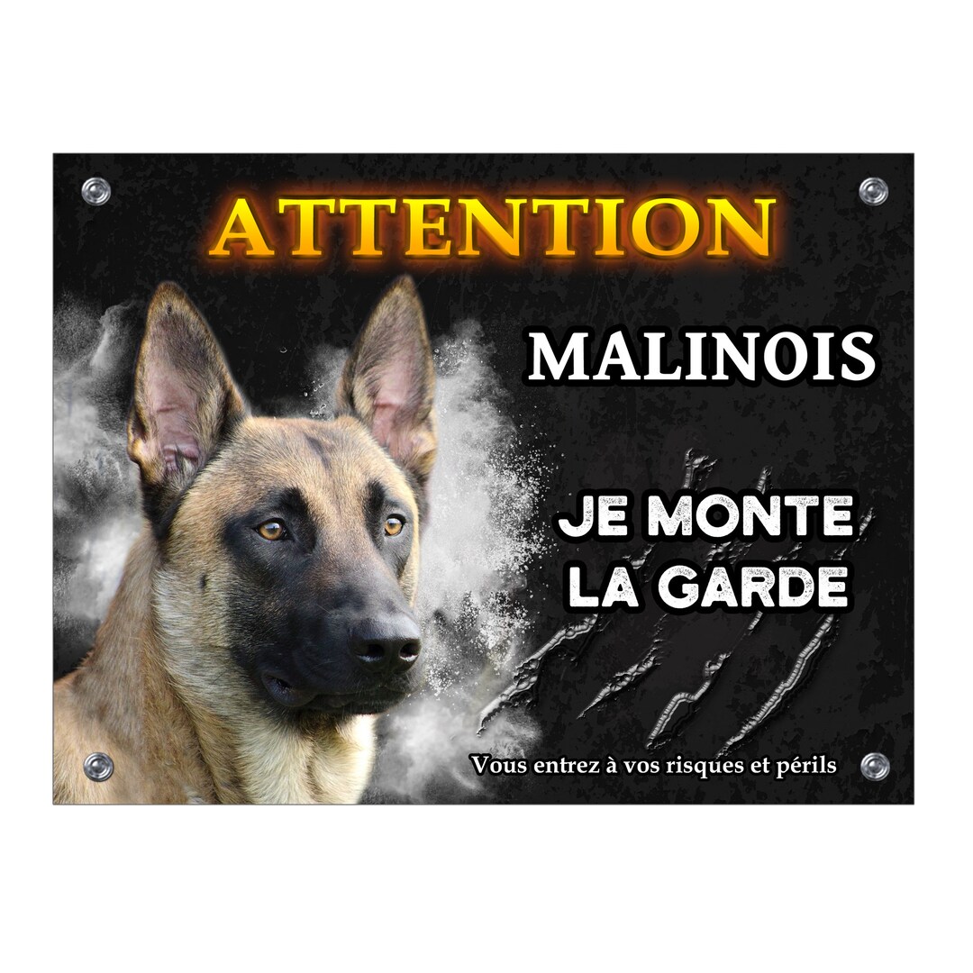 Malinois Plaque Aluminum Panel Sign Attention to the Belgian Shepherd ...