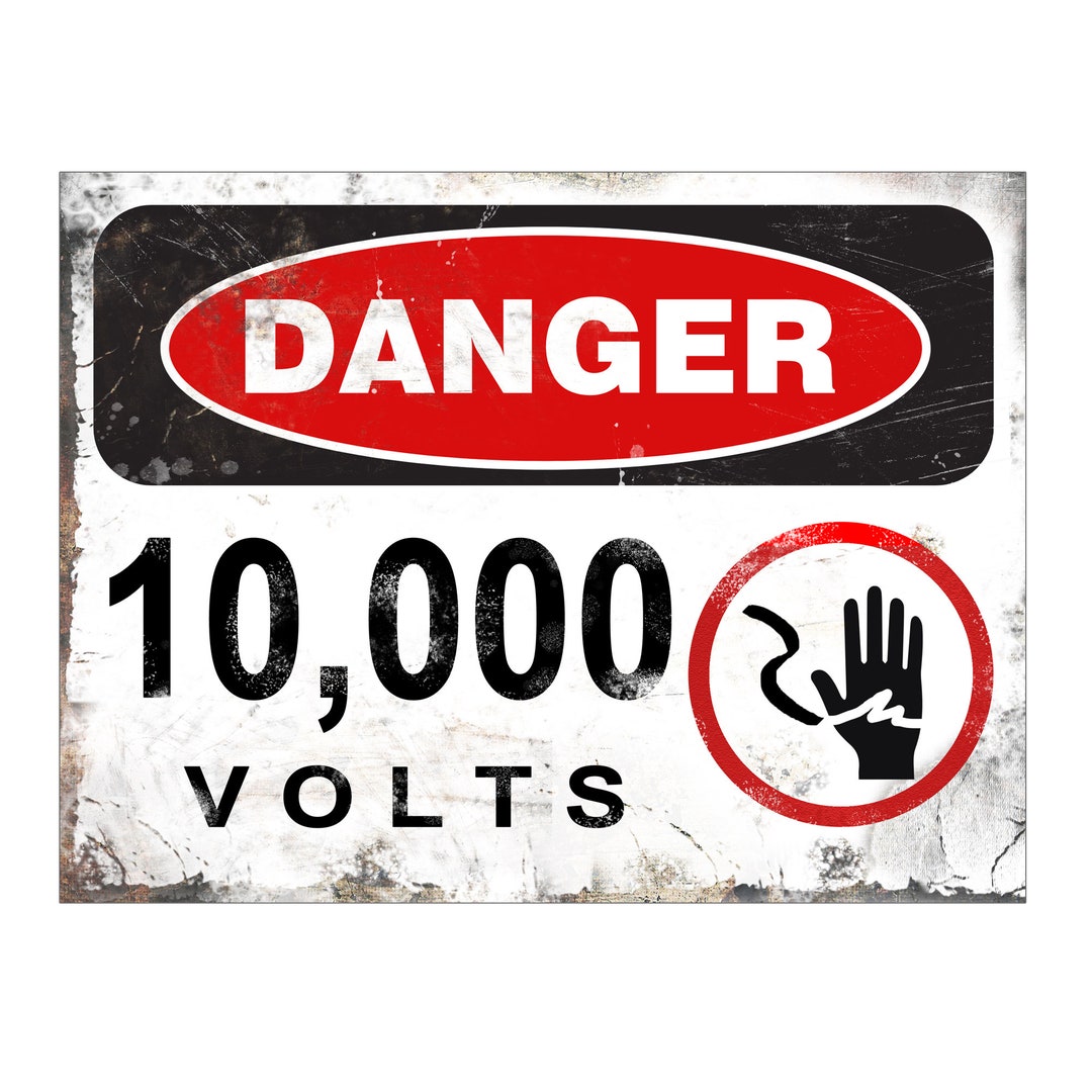 Danger Plate 10,000 Volts Warning Sign Decoration Metal Aluminum Panel ...
