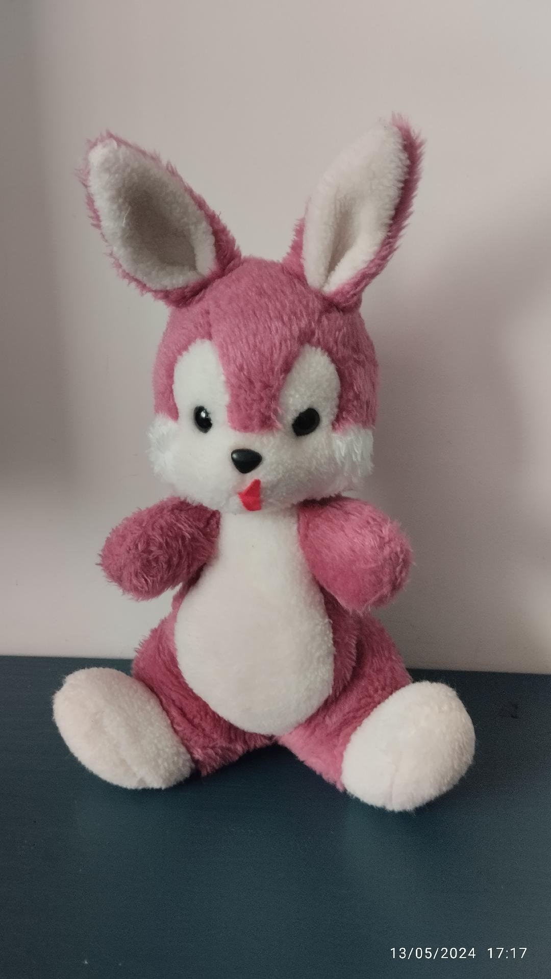 Vintage Dark Pink Rabbit Plush Toy Sitting Teddy - Etsy