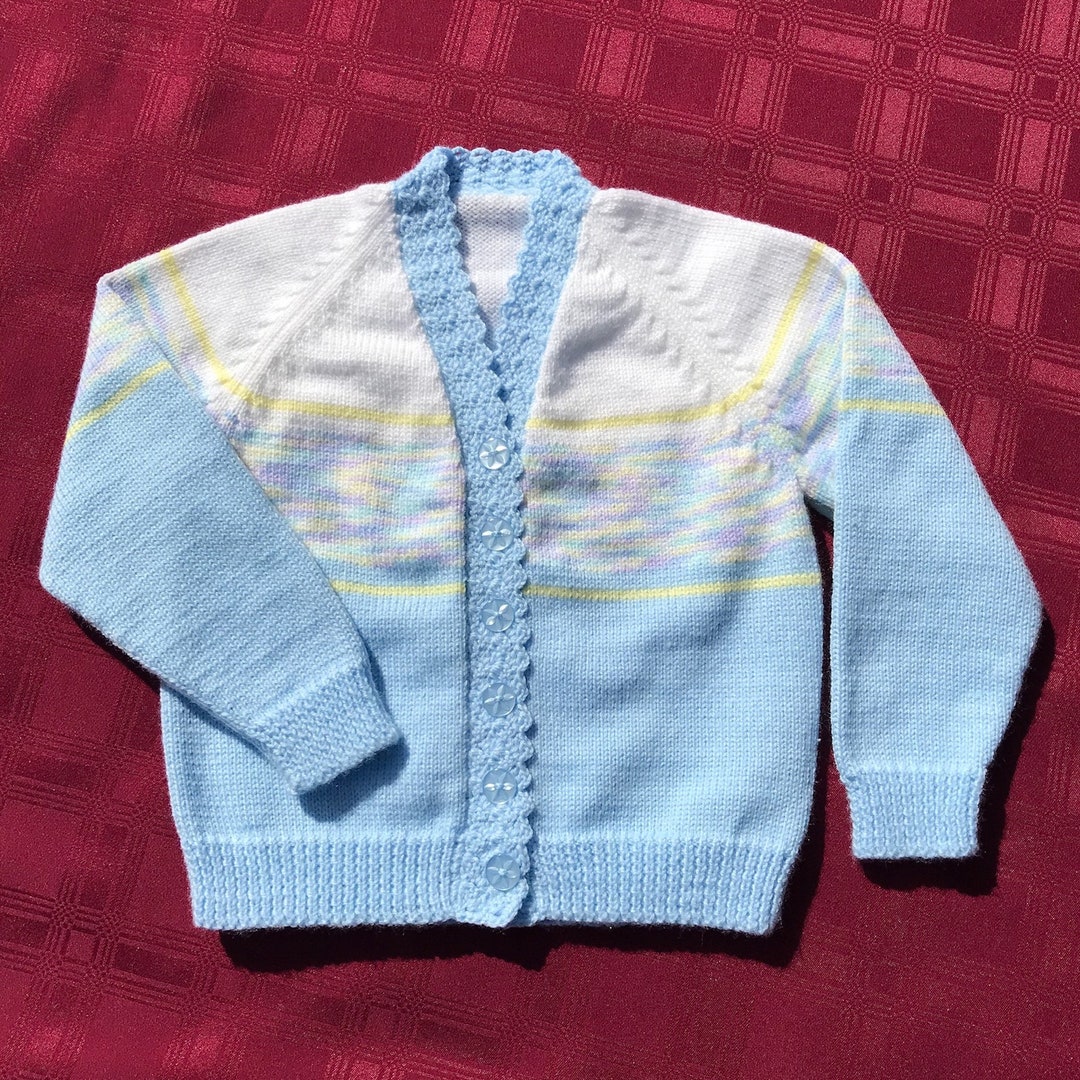 3 yr old. Blue /Multicolour little Girl's Cardigan. - Etsy.de