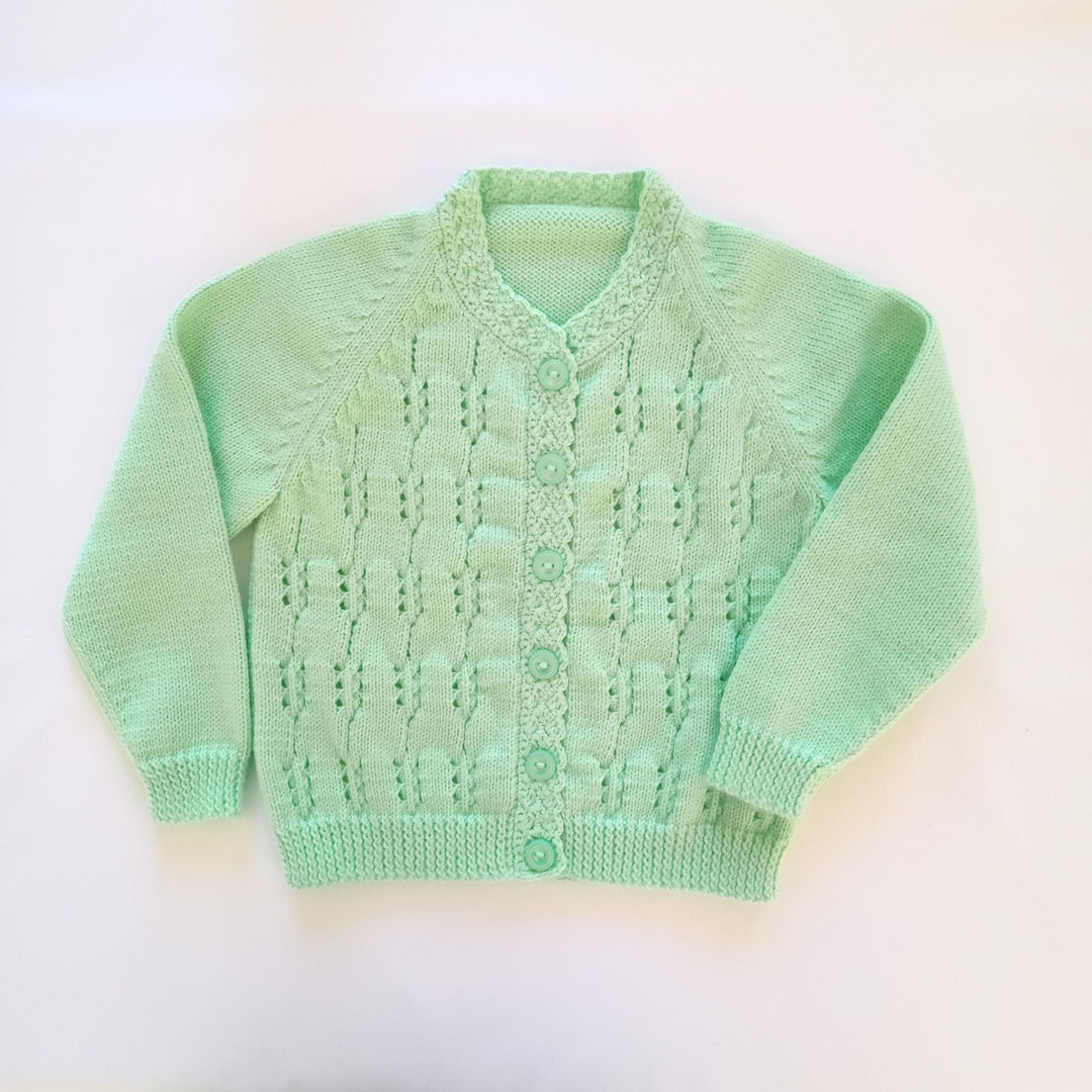 3 Yr Old Pale Apple Green Little Girls Cardigan. Handmade Jumpers and ...