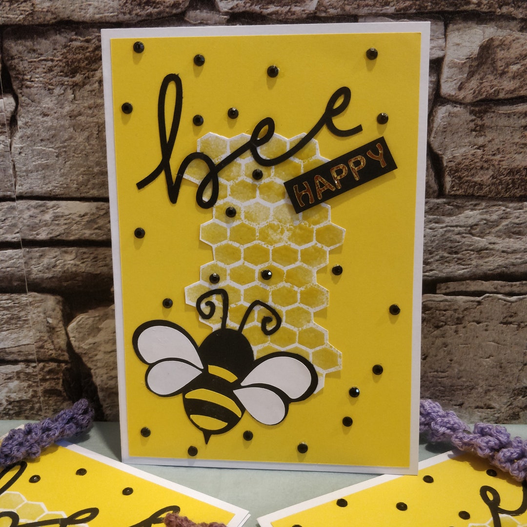 Handmade Bee Greeting Card. Bumble Bee Card. Bee Lovers Card. Blank Greeting Card. Handcrafted ...