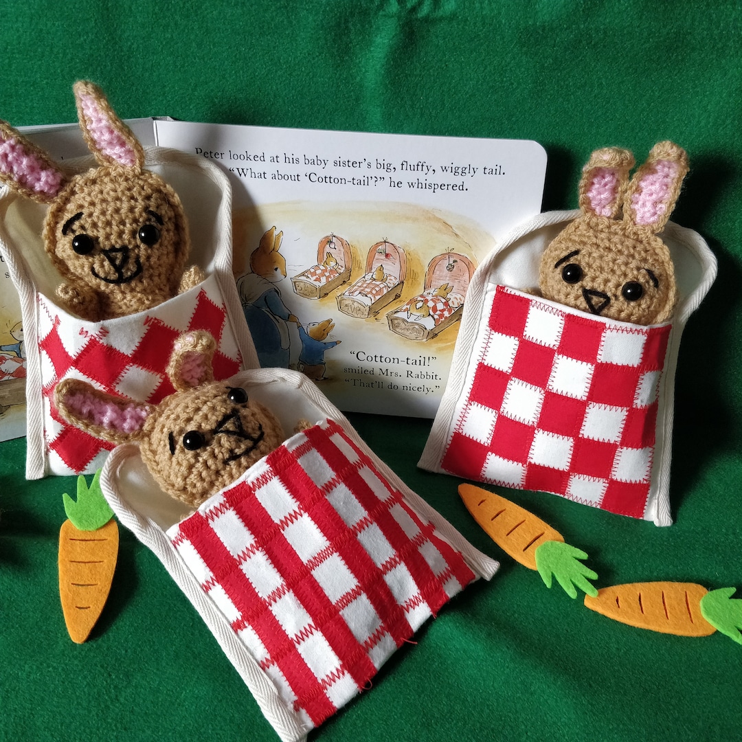 Peter Rabbit Book and His 3 Crochet Sisters. Crochet Baby Bunnies. Book ...