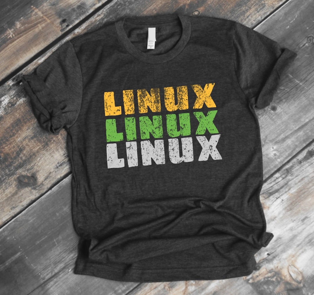 Linux Lover Tee Scratched Worn Logo Penguin Tux Open Source Os. Men ...