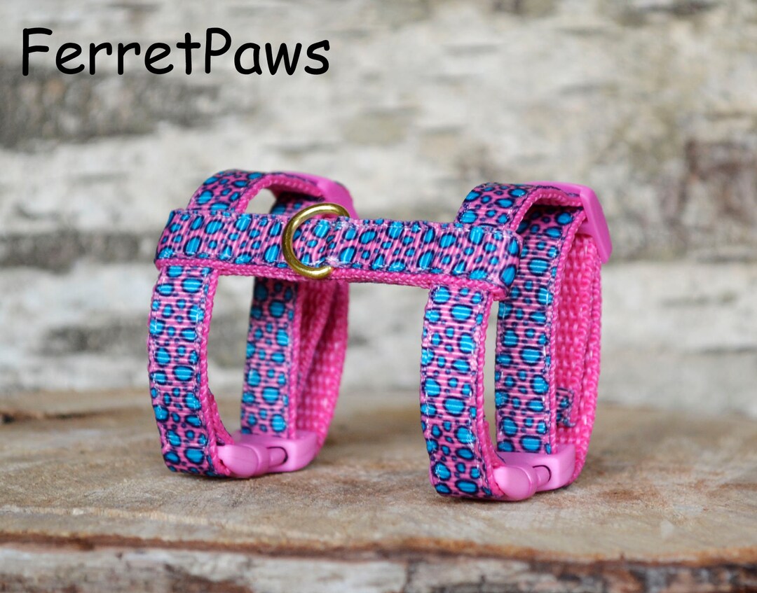 Ferret Harness Adjustable Leopard Print Pink Blue - Etsy
