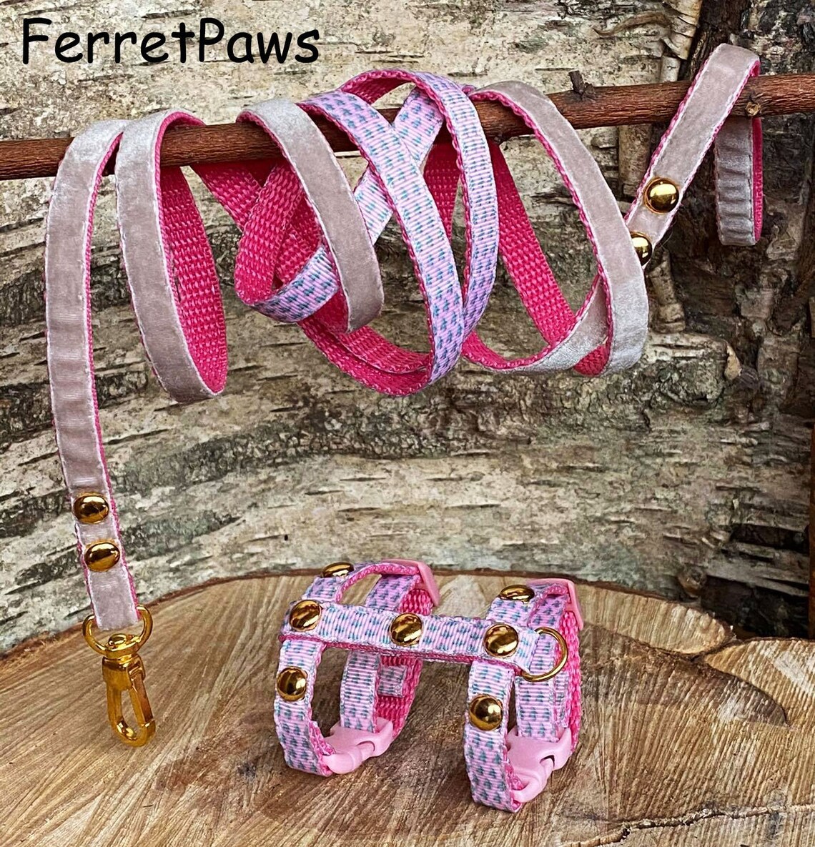 Ferret Harness Set Small Cactus Abstract Pink - Etsy