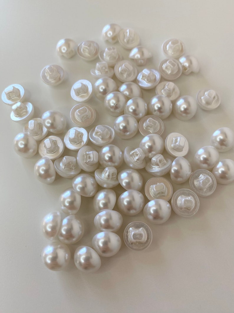 11mm Half Dome White Pearl Buttons for Sewing, Blouse Buttons, Wedding ...