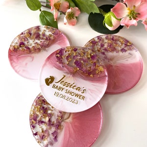 Mini Resin Art Coasters Bulk, Personalised Baby Shower Favours for ...