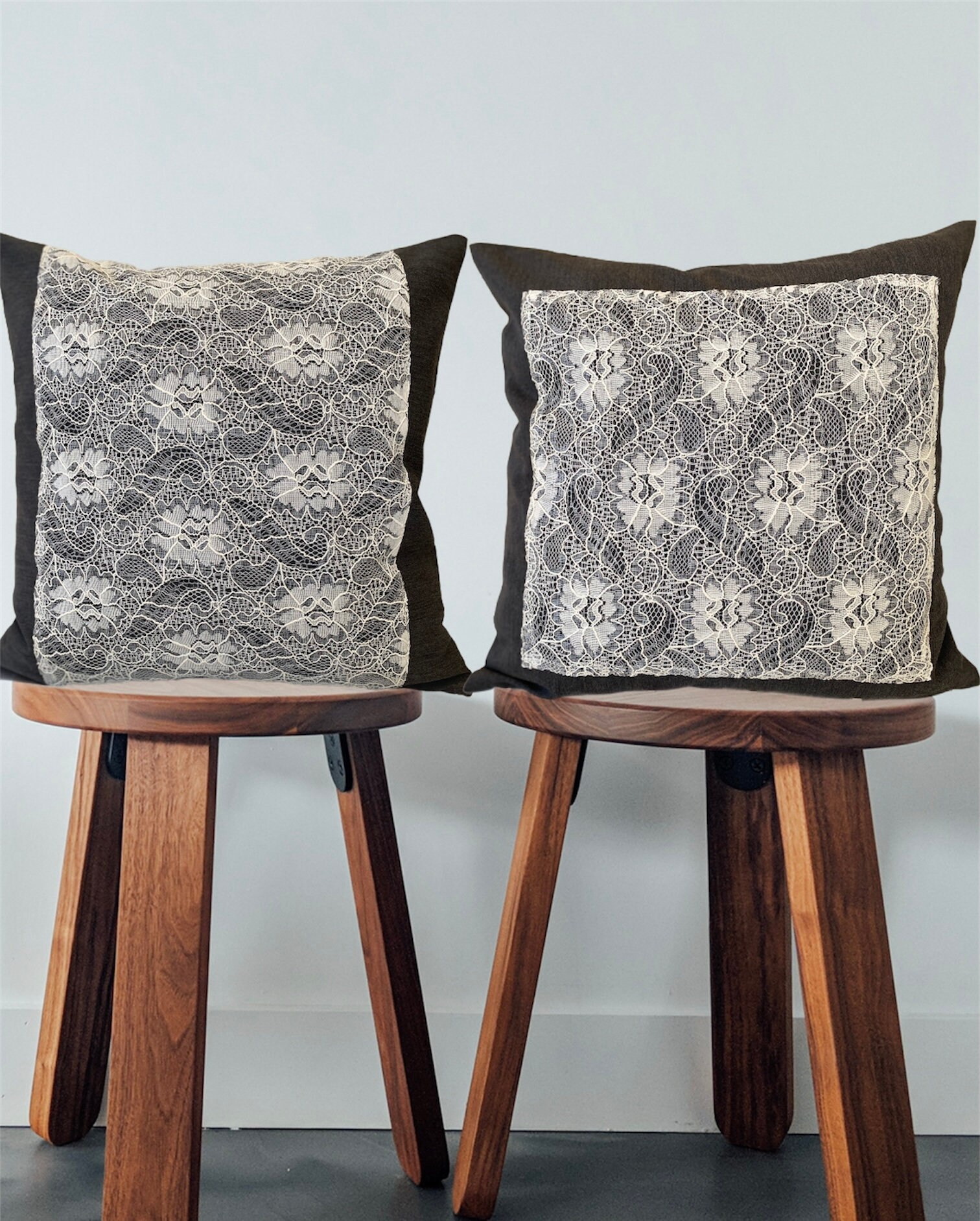 Grey Cushion Cover Mix and Match cushions Embroidery lace | Etsy