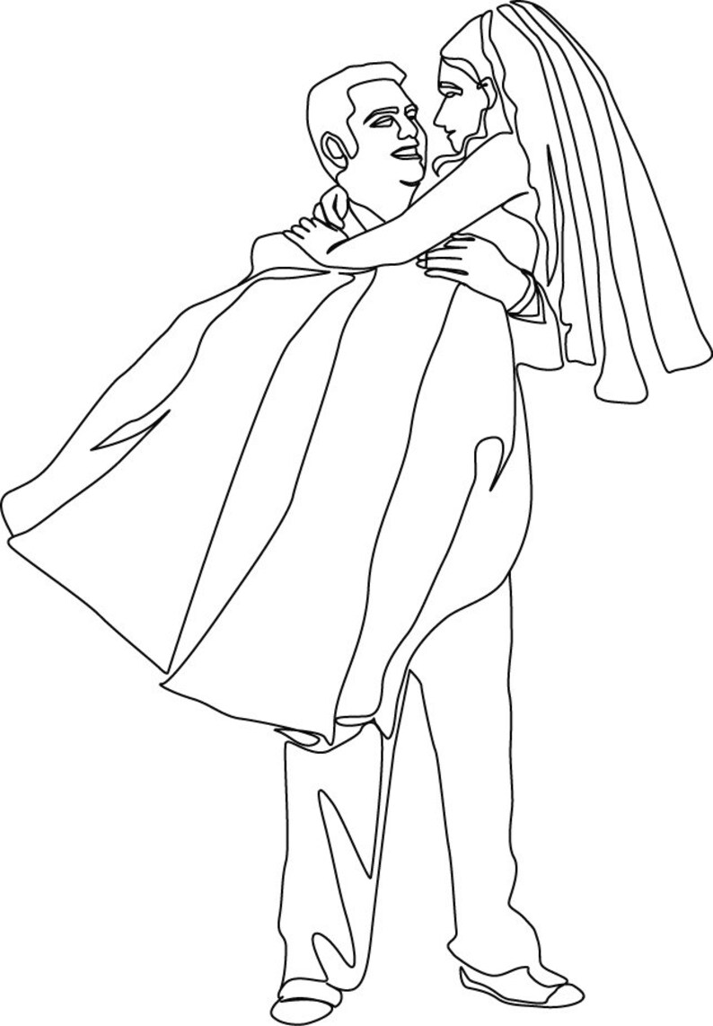 Custom Line Drawing Contour Couple Outline Sketch From - Etsy