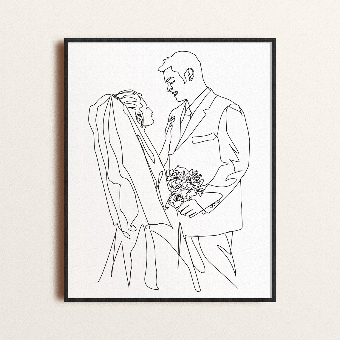 Custom Line Drawing Contour Couple Outline Sketch From | Etsy