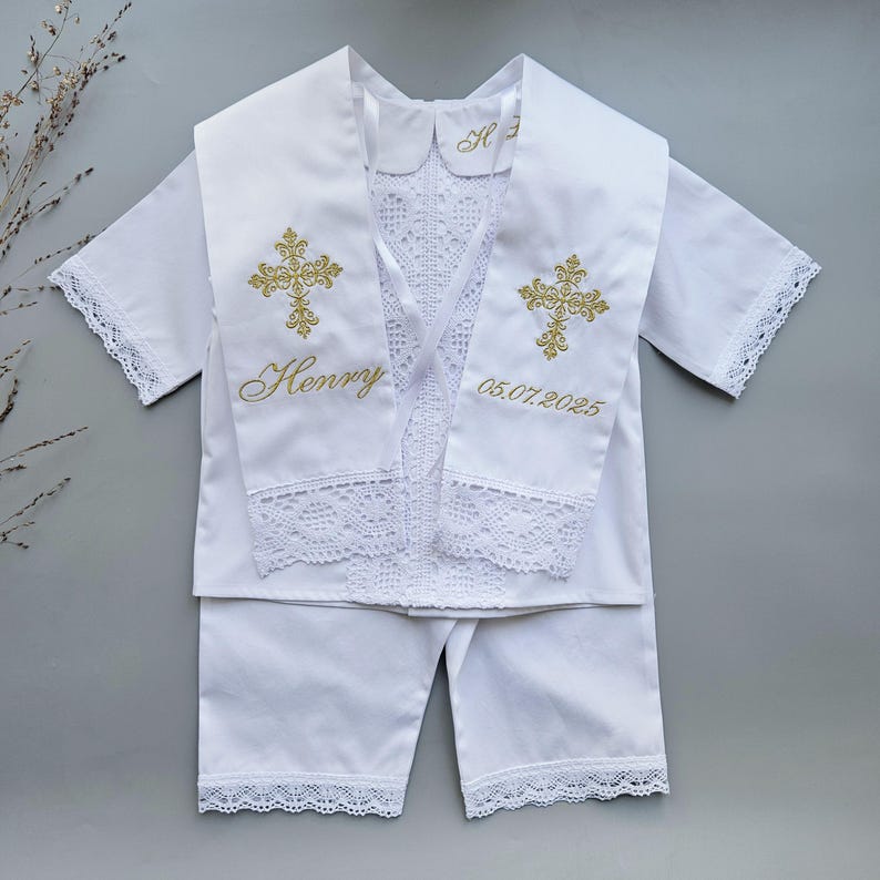 Baptismal Stole Christening Outfit | Baptism Baby Boy Suit | White ...
