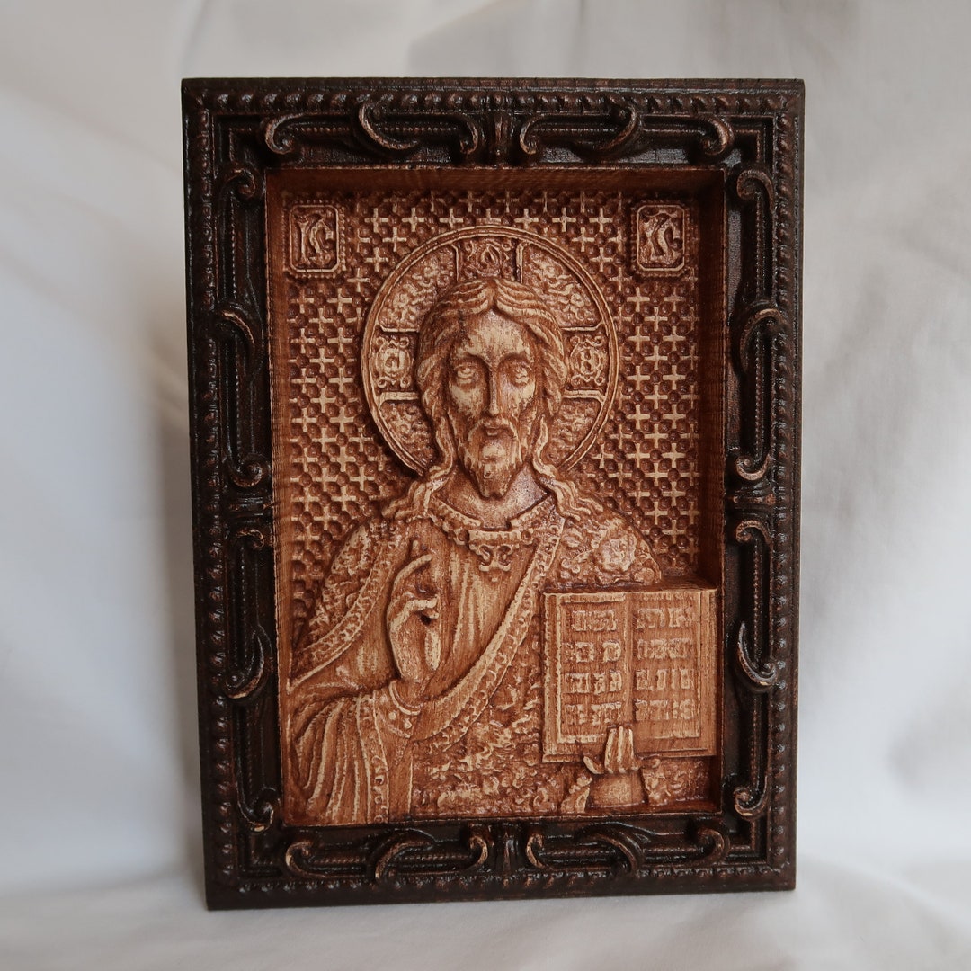 Wooden Carved Icon of Saint Jesus Christ Baptism Gift for Baby Girl Boy ...