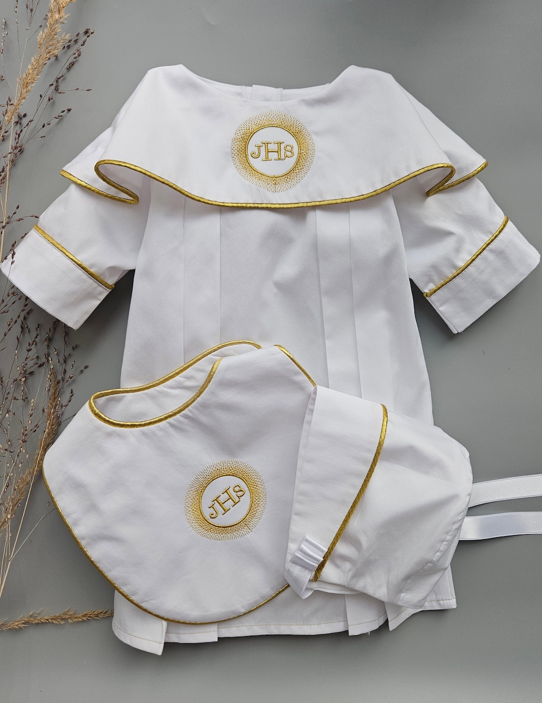 Soutane Style Satin Baptism Outfit for Kids White Color Baptism Gown ...