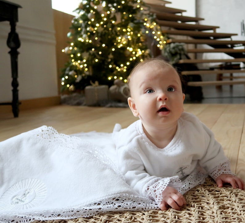 Warm Christening Baby Gown White Personalization Byzantine - Etsy
