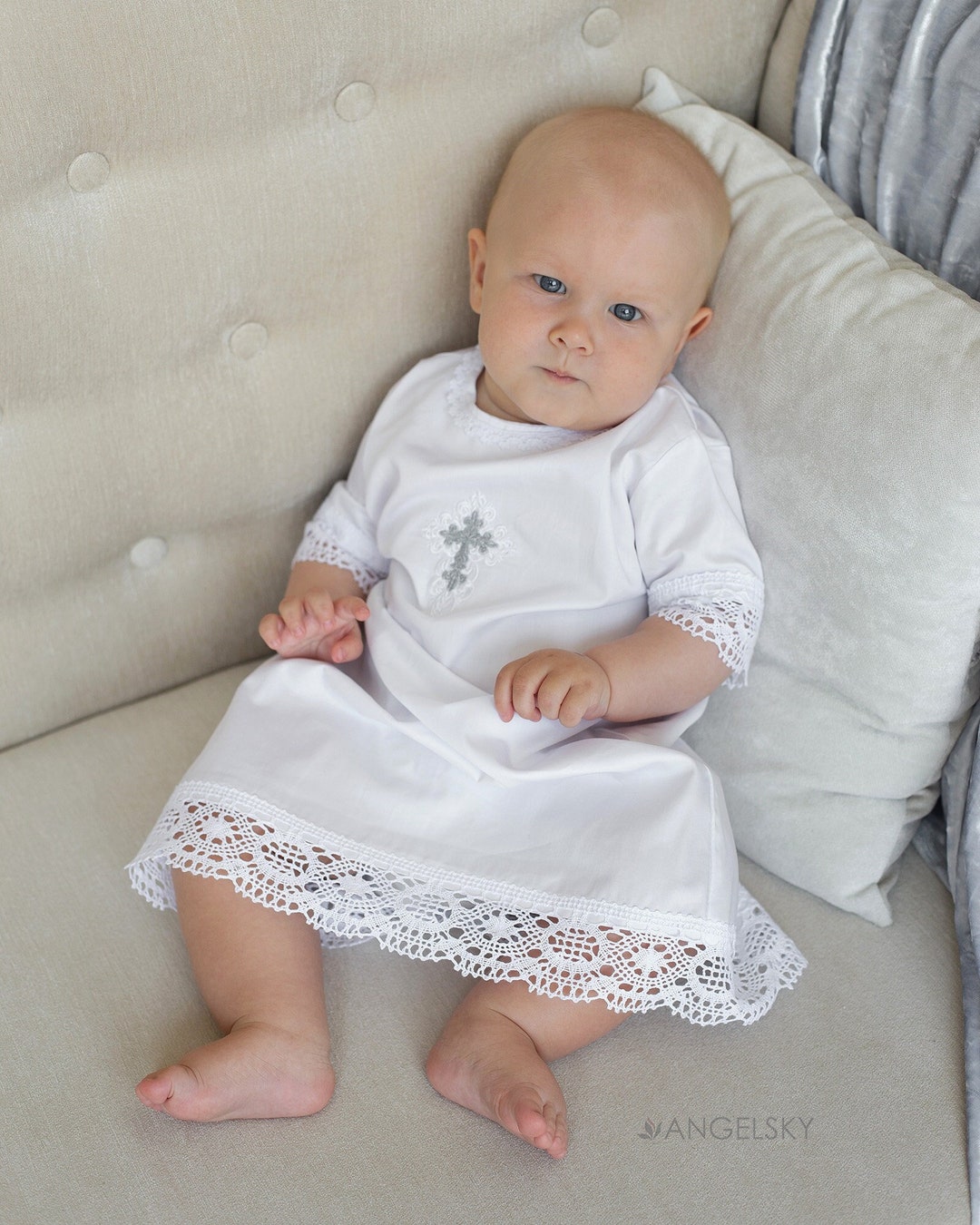 Baby Satin Baptism Outfit White Baptism Gown for Boy or Girl Baptism ...