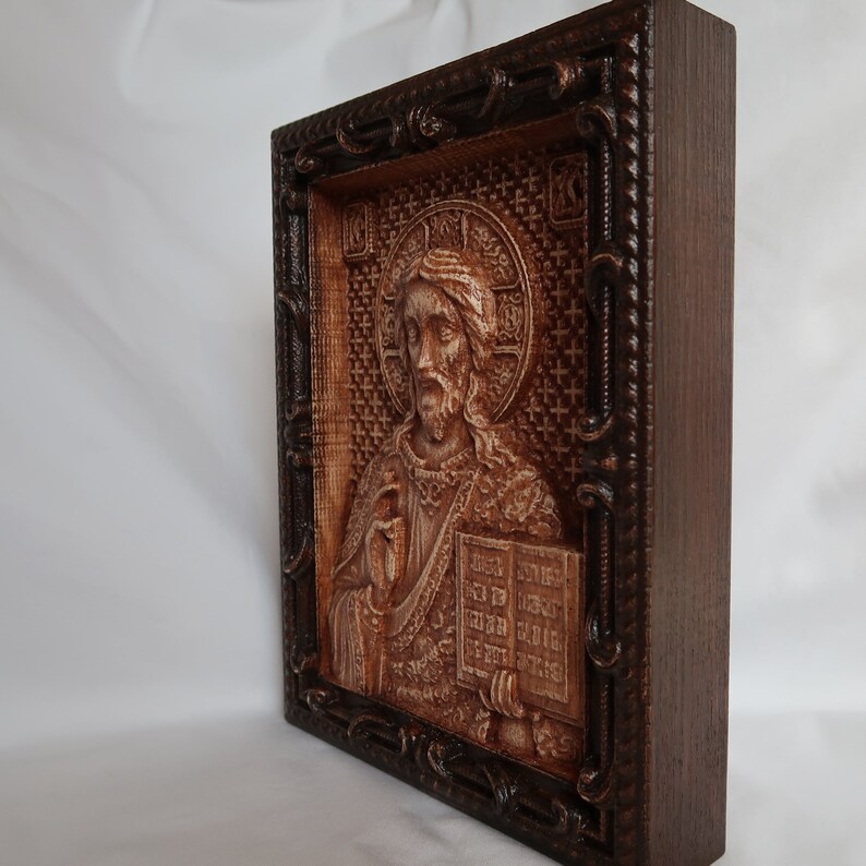 Wooden Carved Saint Jesus Christ Icon: Solid Ash Panel for Home - Etsy
