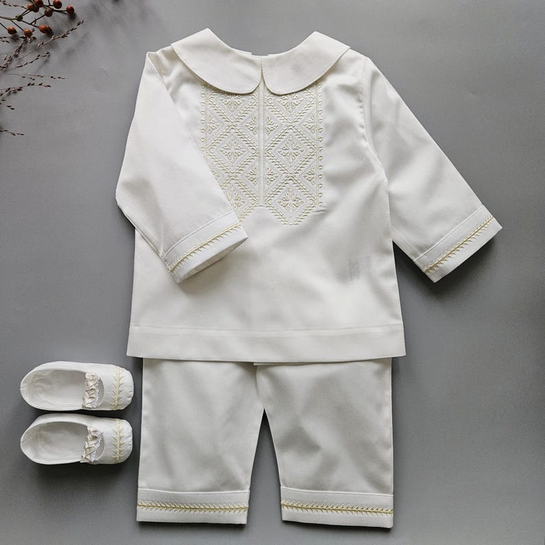 Milky Baby Boy Baptism Suit Soft Cotton Christening Outfit Personalized ...