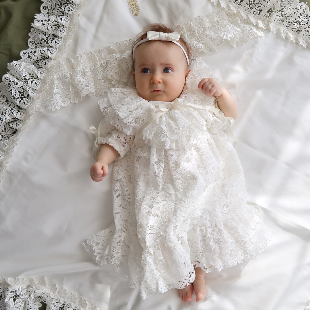 Baby Girl Dress Christening Dedication Set Satin Blessing Gown Heirloom ...