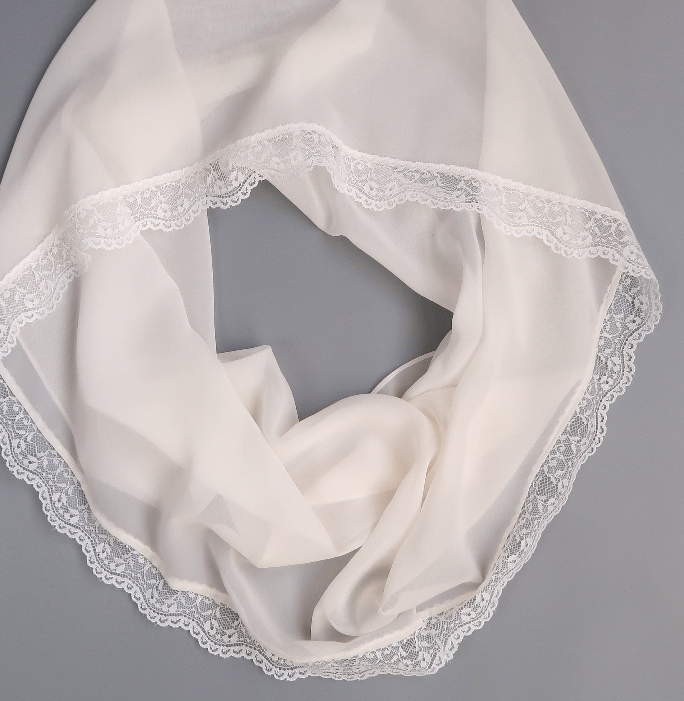Ivory Silk Chapel Veil Mantilla: Lace Catholic Church Veil - Etsy