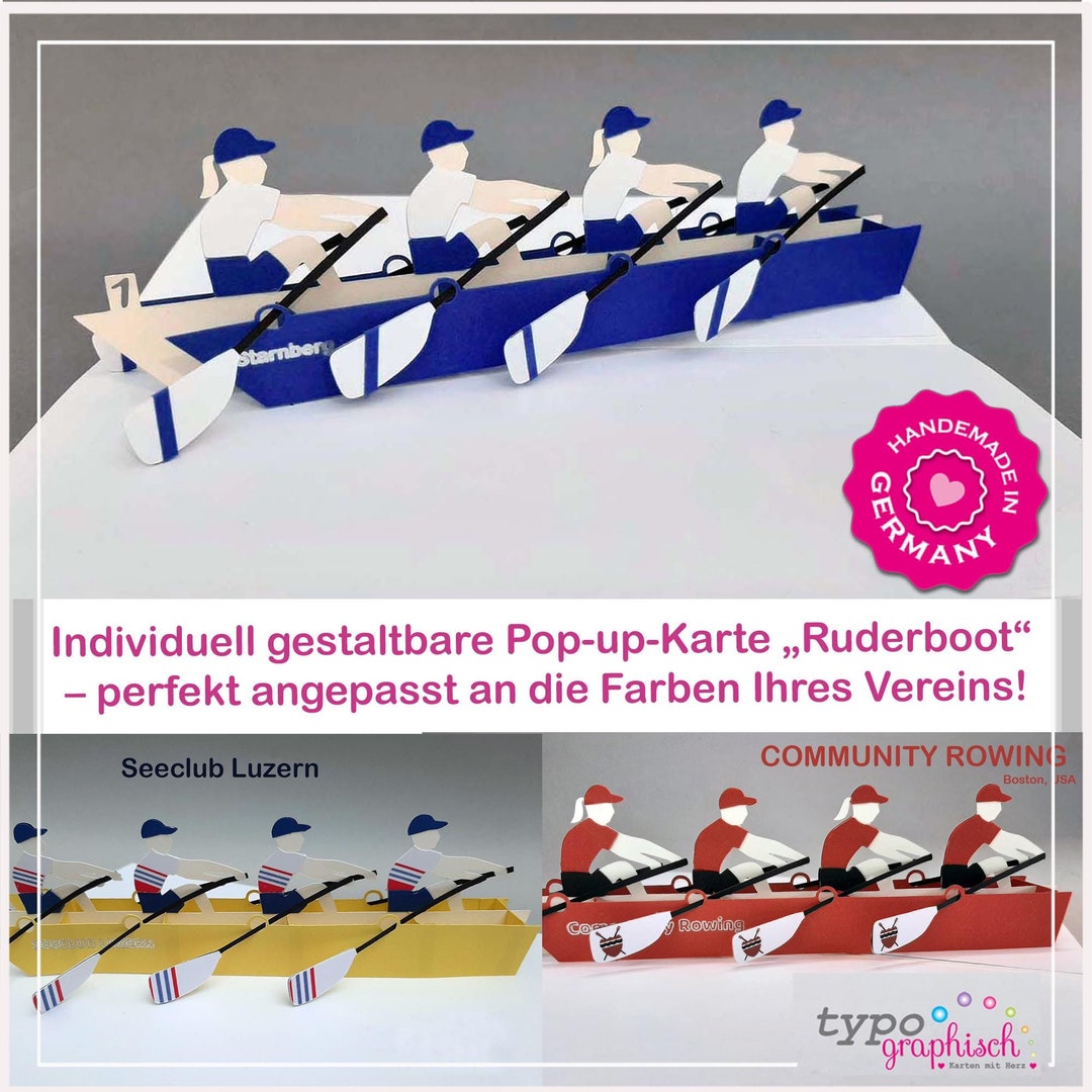 Customizable Pop-up Card "rowing Boat" – Perfect for Club Gifts and ...